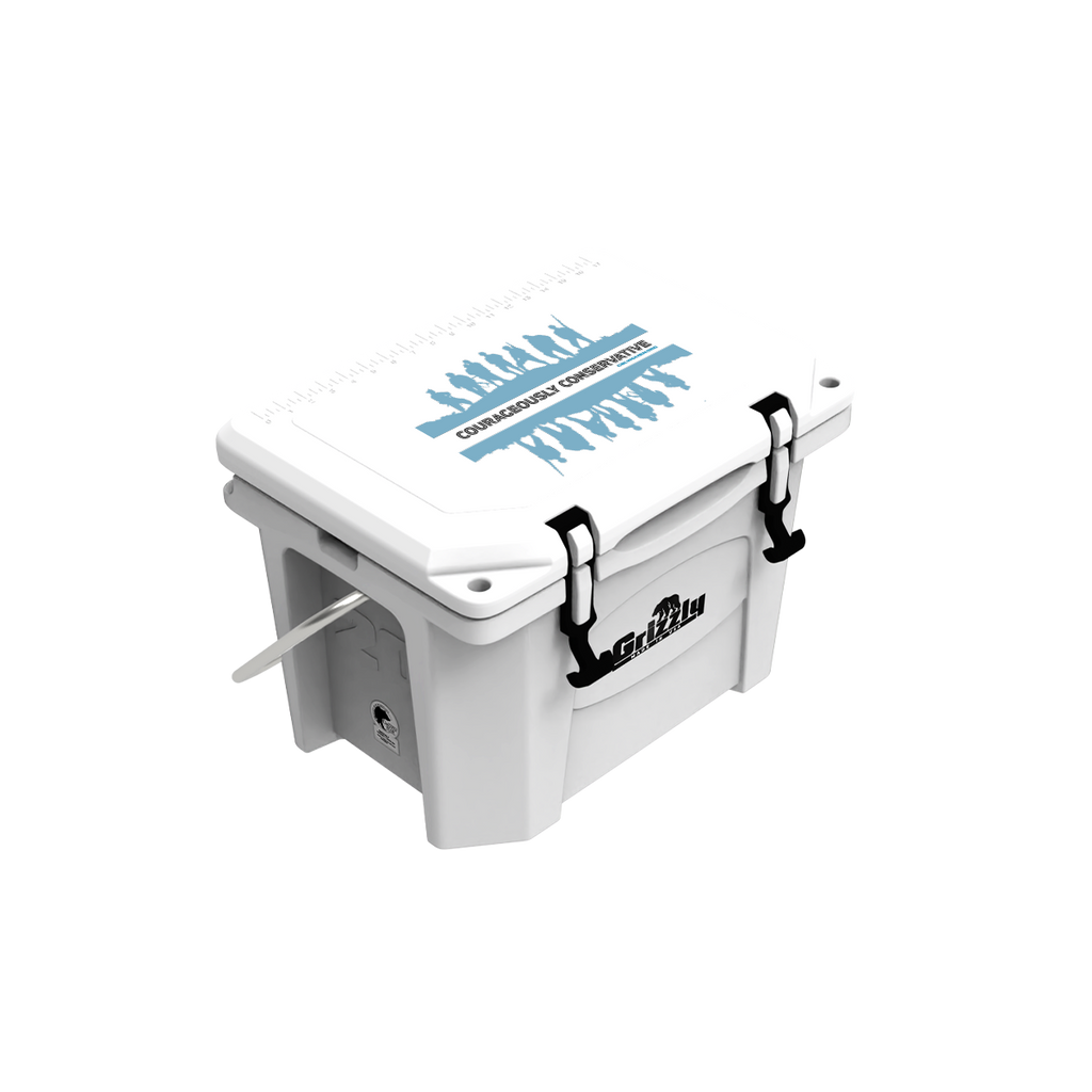 COURAGEOUSLY CONSERVATIVE SILHOUETTE - Grizzly 20 White – Grizzly Coolers